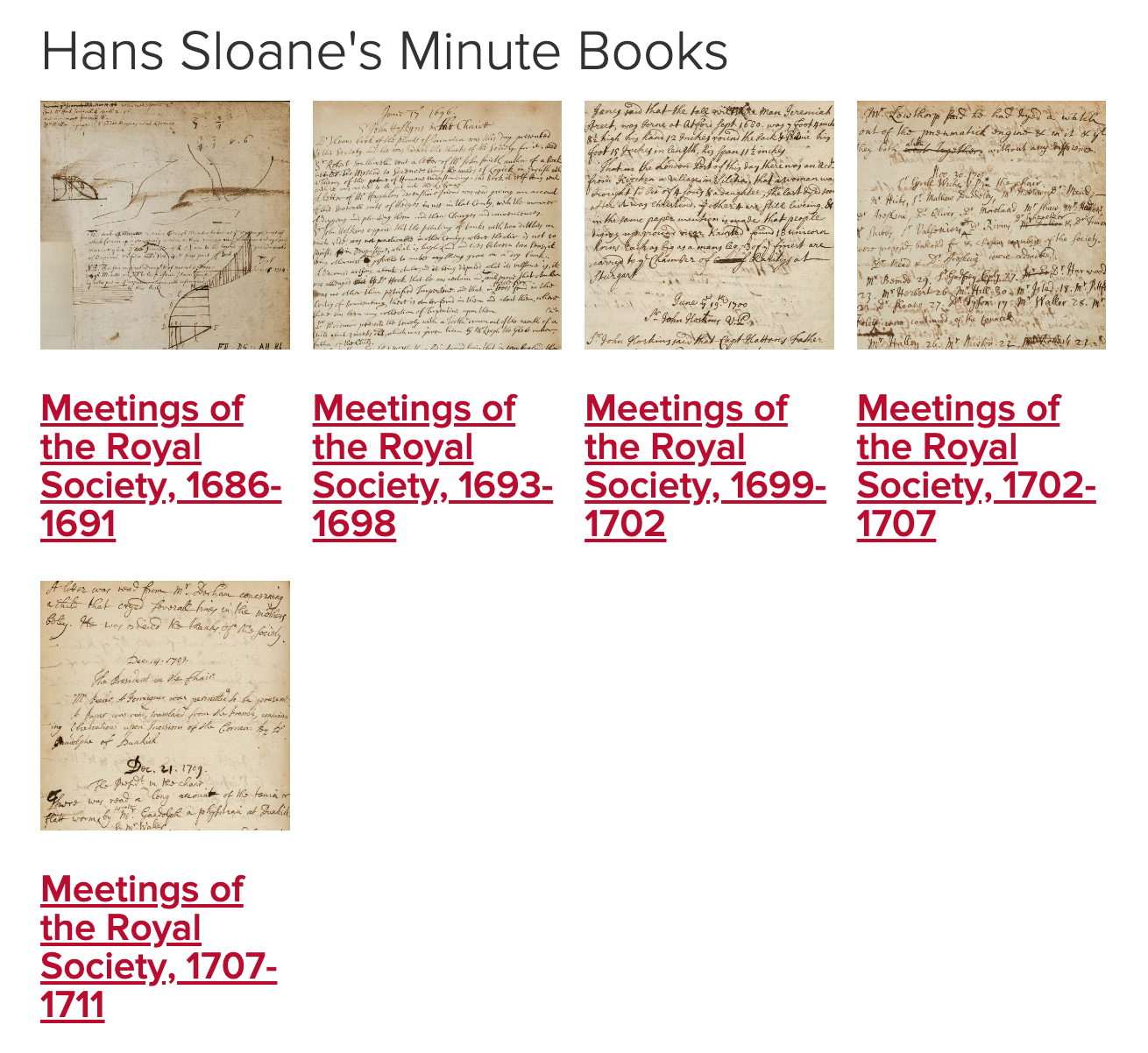 Royal Society: Draft Minutes of Royal Society during time Sloane was ...